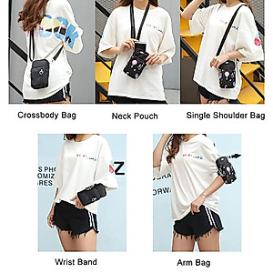 Women Crossbody Cell Phone Purse Wallet Case Wristband Armband Bag for Samsung Galaxy S23 Ultra S22 Ultra S21 Ultra Note 20 A14 A13 A03S A53 5G, iPhone 14 Pro Max, Moto G Stylus 2022 OnePlus (Black-L)