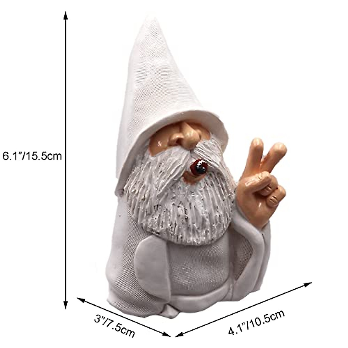 Tirifer Garden Gnome, Wizard Gnome 3D Dwarves, Polyresin Outdoor Sculpture Victory Gesture Gnome Statue Garden Figurine Art Garden Decoration for Lawn Yard Balcony Porch Patio
