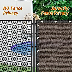 Sunocity Privacy Screen Fence,5ftx25ft Heavy Duty 90% Blockage 175 GSM Fencing Mesh Net Cover for Backyard Garden Yard Outdoor Wall 40 Cable Zip Ties Included Brown