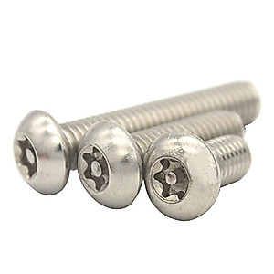 M4 x 6mm Pin in Head Torx Screws,304 Stainless Steel Pin Torx Button Head Security Screws,Right Hand Threads,Metric,100-pieces