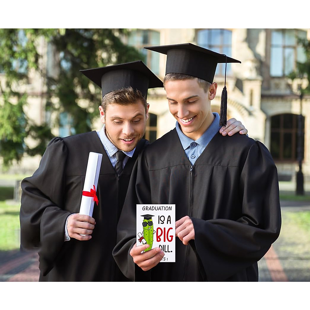 D4DREAM Funny Graduation Card for Him Her Graduation Is a Big Dill Graduation Gift Card with Envelope Congrats Graduation Greeting Card Grad Cards for Son Daughter High School Grads College Graduates