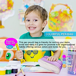 Namii W Pencil Case Large Capacity Pouch Bag with Zippers, Expandable Pen Bag Storage Holds 50-100 Pencils, Colors Pencil Box Organizer Case Office School Supplies for Girls Boys Adults(Purple)