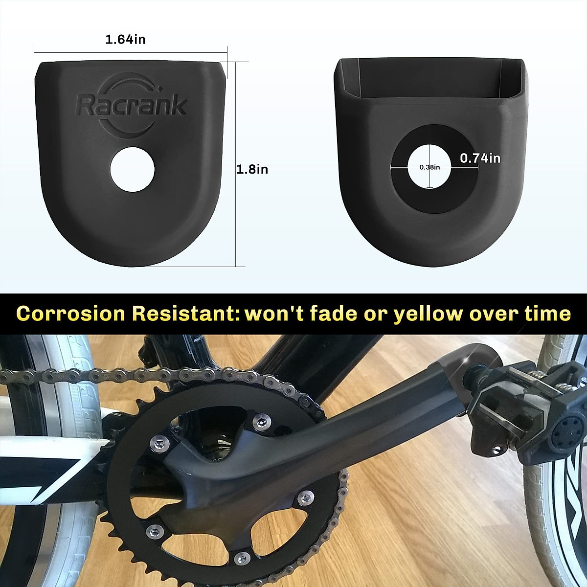 Racrank Universal Crank Boots, Crank Protectors for Bicycle Cranks, Crank Boot Protectors for Mountain Bike Road Bike, Pack of 2 - Black