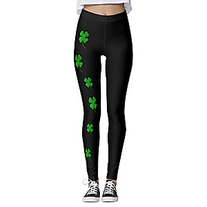 Saint Patrick Day Workout Leggings Women Shamrock Printed Yoga Leggings Tummy Control High Waist Fitness Pants
