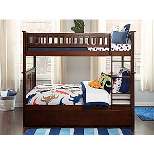 Atlantic Furniture Columbia Bunk Bed Full Over Full with Twin Size Urban Trundle Bed Walnut/Full Over Full