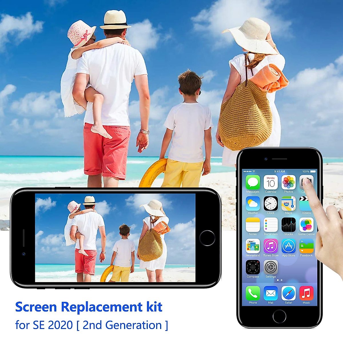 Diykitpl for iPhone 8/ SE 2020 2nd Generation Screen Replacement Black, LCD Touch Screen Digitizer with Repair Tools for A2275, A2298, A2296 with Waterproof Seal+Repair Tools+Screen Protector