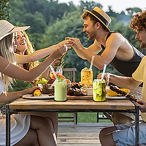 RENYIH 10 Pcs Reusable Glass Boba Straws,9''x14 mm Wide Glass Drinking Straws Jumbo Smoothie Straws for Bubble Tea,Milkshakes,Set of 5 Straight and 5 Bent with 2 Cleaning Brushes -Dishwasher Safe