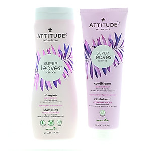 ATTITUDE Super Leaves Moisture Rich Shampoo & Conditioner Bundle With Quinoa, Vitamin B5, Jojoba, Indian Cress, Watercress & Jasmine, Guava, 16 + 8 Fl Oz, 2 Count