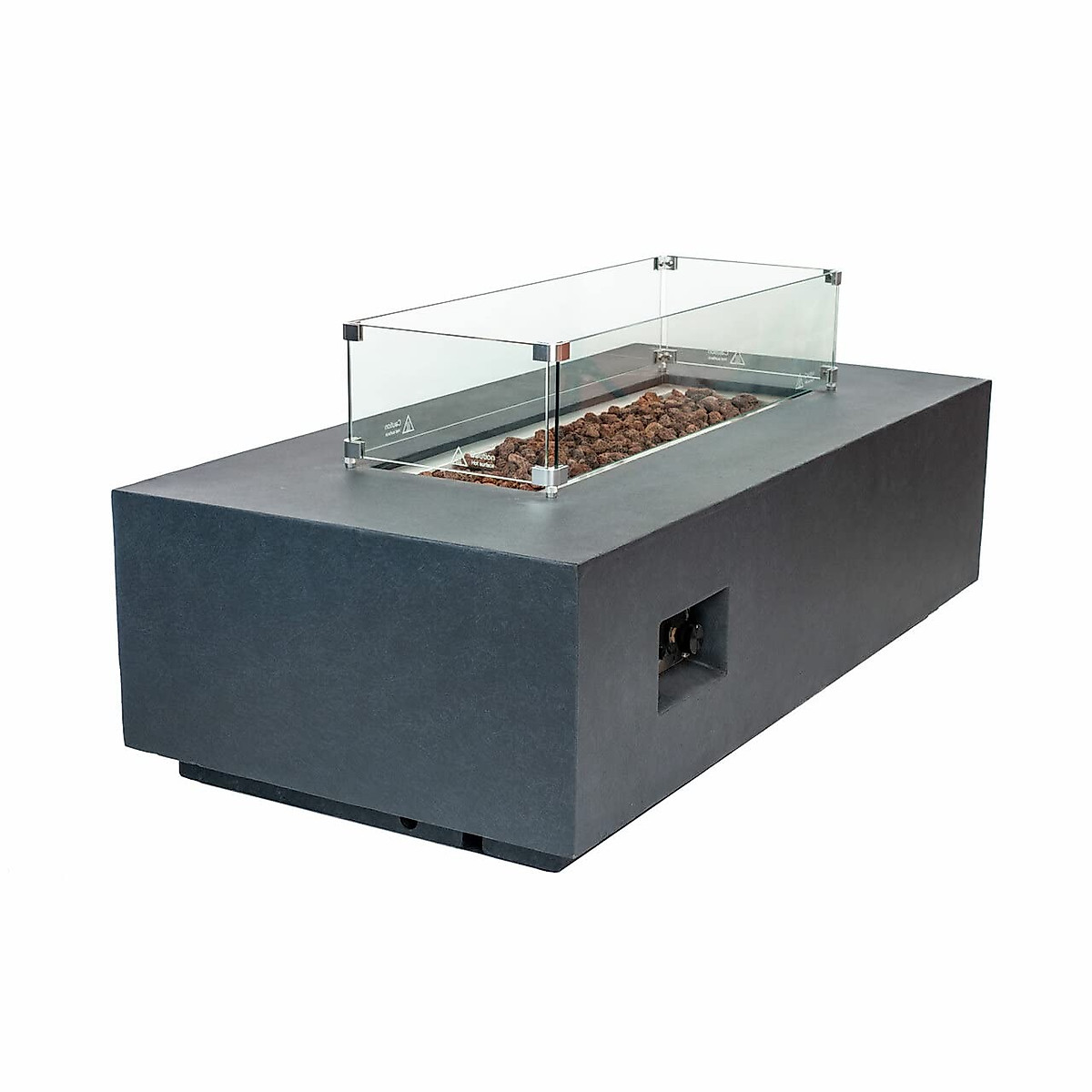 AMS Creations | Chelsea 55 inch Rectangular Wavy Dark Gray Concrete GFRC Natural Gas Fire Table Pit