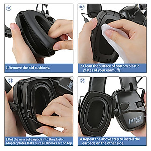 Gel Ear Seals for Howard Leight by Honeywell Earmuffs Impact Sport, Impact Pro, Sync, Leightning, Ear Cushions Earpads for Awesafe Earmuffs, ZOHAN EM054 Earmuffs, PROHEAR 030, 036, 016 Earmuffs