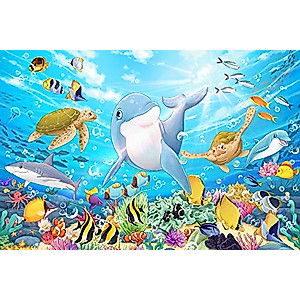Koyiwa 100 Pieces Jigsaw Puzzles for Kids Ocean World Theme Dolphins Fishes Puzzle Educational Toy for Boys and Girls (15 x 10 inch)