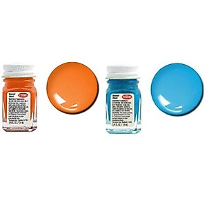 Make Your Day Testors Enamel Paint, Magenta, Gloss Teal, Gloss Grape, Gloss Turquoise, Gloss Sublime, Gloss Tangerine, and Clear Thinner, 1 3/4 Ounce (Pack of 7) Paintbrushes