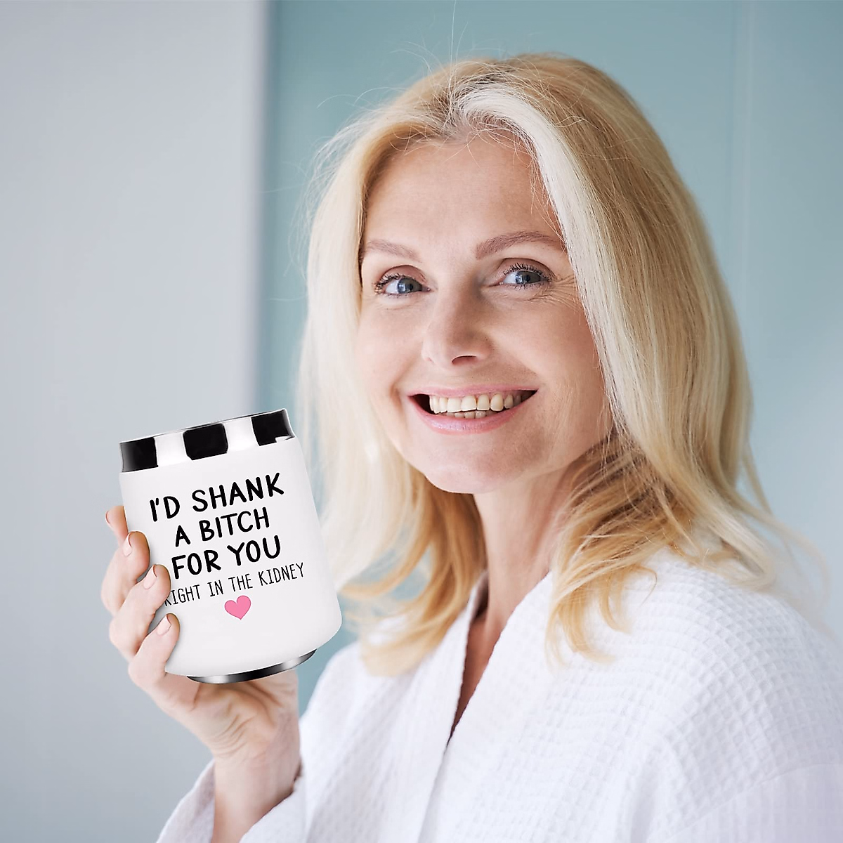 Best Friend, Friendship Gifts for Women, I'd Shank A Bitch for You Right Birthday Gifts for Women, Her, Unique Gifts Ideas for Women, Friends Female, BFF, Bestie, Sister, 12 oz Wine Tumbler Gifts