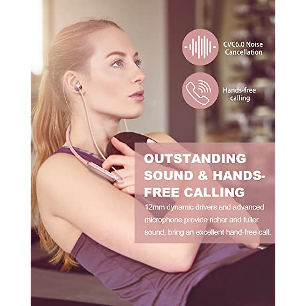 Mubiao Bluetooth Headphones Neckband 20Hrs Playtime V5.0 Wireless Headset Sport Noise Cancelling Earbuds w/Mic for Gym Running Compatible with iPhone Samsung Android