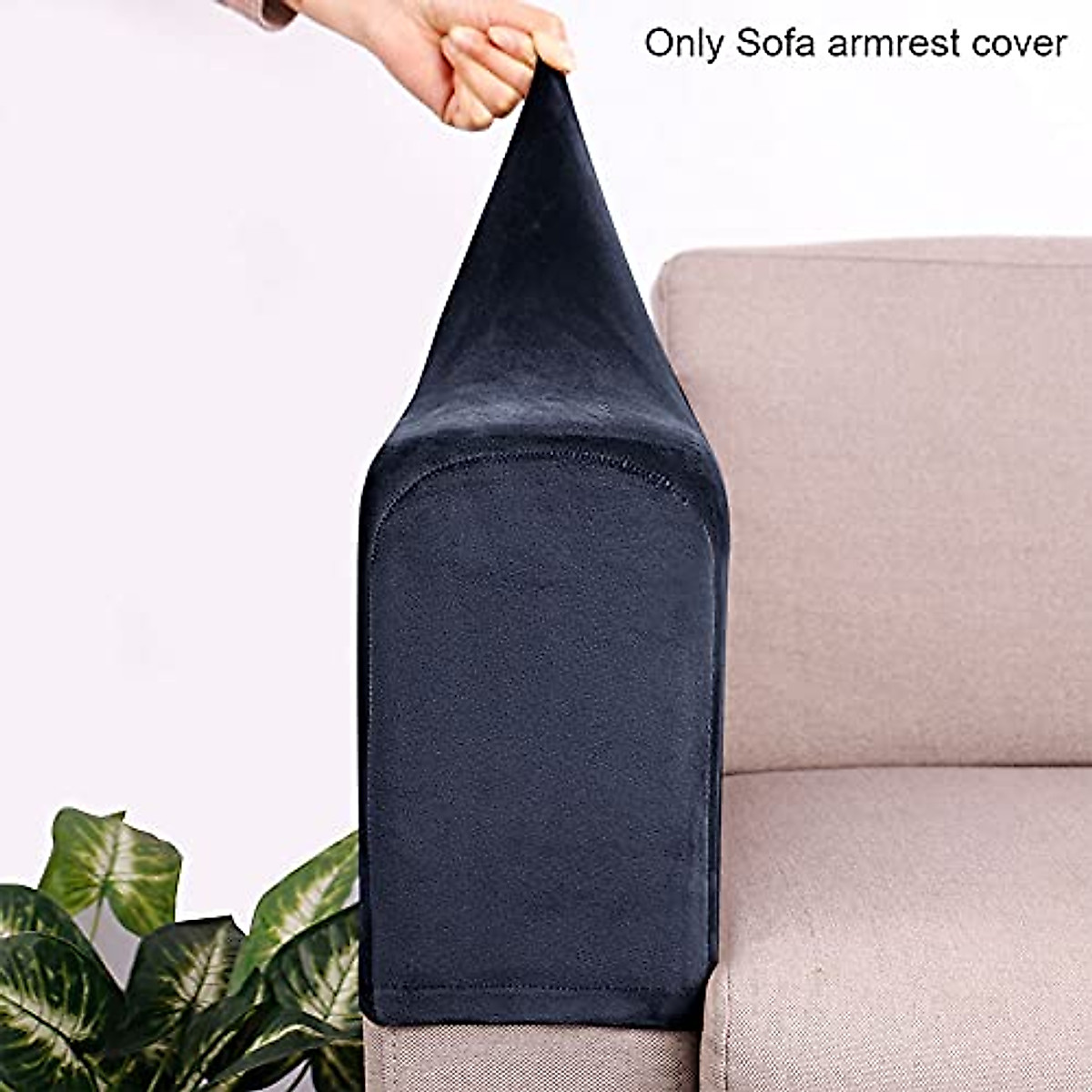 PXRJE 1Pair Sofa Armrest Cover,Couch Protector Elastic Stretch Furniture Accessories Removable for Sofa Couch Chair Recliner.(Navy)