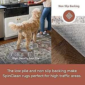 nuLOOM 2' x 3' SpinClean Machine Washable Stain-Resistant Area Rug with Non Slip Backing, Low Profile for Living Room, Bedroom, and Dining Room, Jacquie Peach