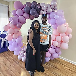 Dusty Purple Pink Balloon Arch Garland Kit, 104Pcs Double Stuffed Lavender Purple Lilac Pastel Pink Metallic Latex Balloons Arch for Girls Women Birthday Baby Bridal Shower Wedding Party Decoration