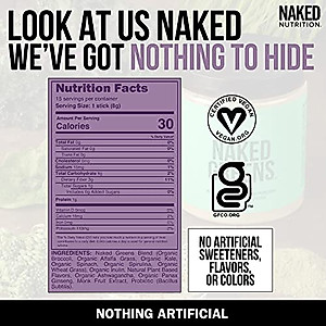 NAKED nutrition Mixed Berry Super Greens Powder Supplement Organic Greens Stickpacks