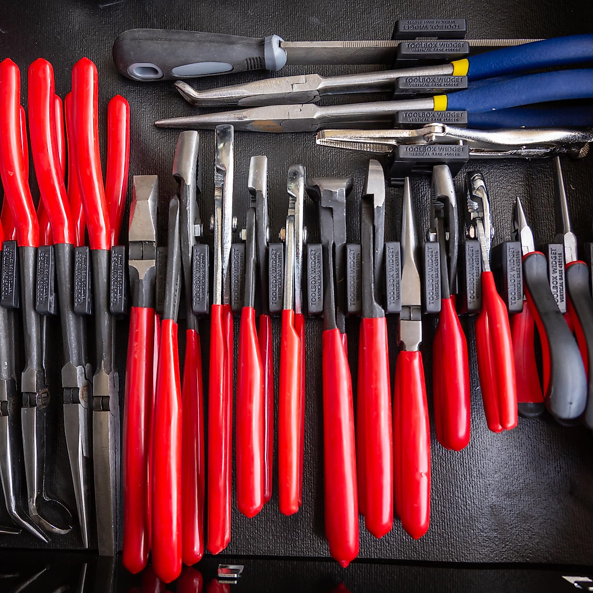 ToolBox Widget - Large Plier Organizer Rack for Tool Box Drawer,DIY Series, NON-MAGNETIC, Expandable and Modular, Holds 12 Large Pliers, Connects to Other DIY Tool Organizers - 2 pack