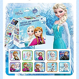 3 Pack Frozen Kids Sticker in 30 Designs,600 Pcs 1-1/2 Inch Self Adhesive Label Roll Stickers for Kids and Teacher(Princess )