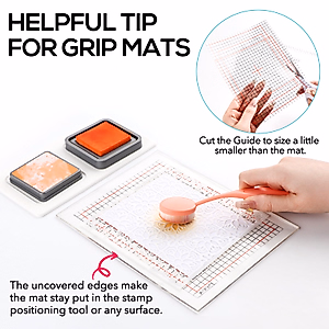 Briartw 6.5x8.5 Grip Mat with Printed Guides,Multi-Use Non-Slip Sticky Mats Fit in original-size Stamp Positioning Tool,Photopolymer Mat for Centering & Aligning Tape-free Stenciling Ink Blending