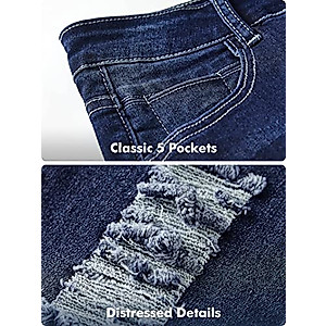 roswear Women's Ripped Mid Rise Destroyed Skinny Jeans Slate Blue XX-Large