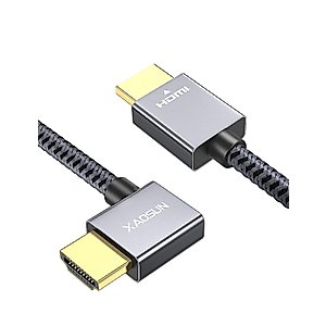XAOSUN Right Angle HDMI 2.0 Cable 6.6 Feet, Strong Anti-Interference, 18Gbps High Speed Support 4K@60Hz,3D 1080P,HDR,ARC,90 Degree HDMI Cable for MacBook pro 2023,Monitor,ps4/5,Xbox,Fire TV and More