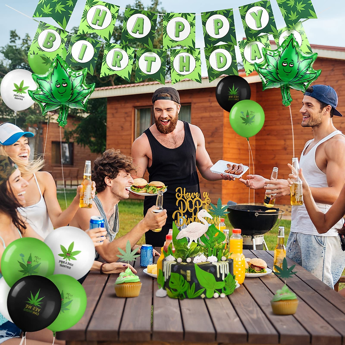 85 Pcs Weed Party Supplies Weed Themed Birthday Party Decorations Including Pot Leaves Birthday Banners Weed Shape Foil Balloon Weed CakeToppers Balloons Stickers for Adults Cannabis Birthday Party