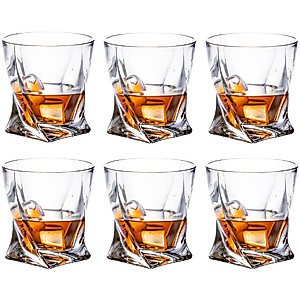Kingrol 6 Pack Old Fashioned Whiskey Glasses, 10 oz Heavy Base Glasses Tumbler Crystal Glassware Set for Drinking Bourbon, Scotch