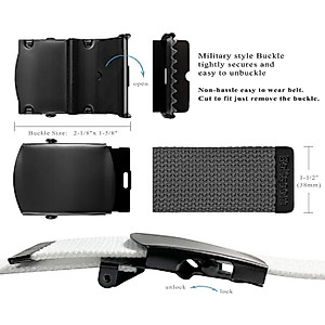 Military Belt Canvas Belt Web Belt Non Leather Belt Black Buckle/Tip One Size fits all, 1-1/2" Wide (Black)