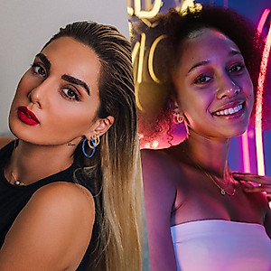 Sanfenly 12 Pairs Stainless Steel Hoop Earrings Small Hoop Earrings for Women Hypoallergenic Multi Colored Silver Gold Plated Hoop Earrings Set (10mm,12mm,15mm,20mm)