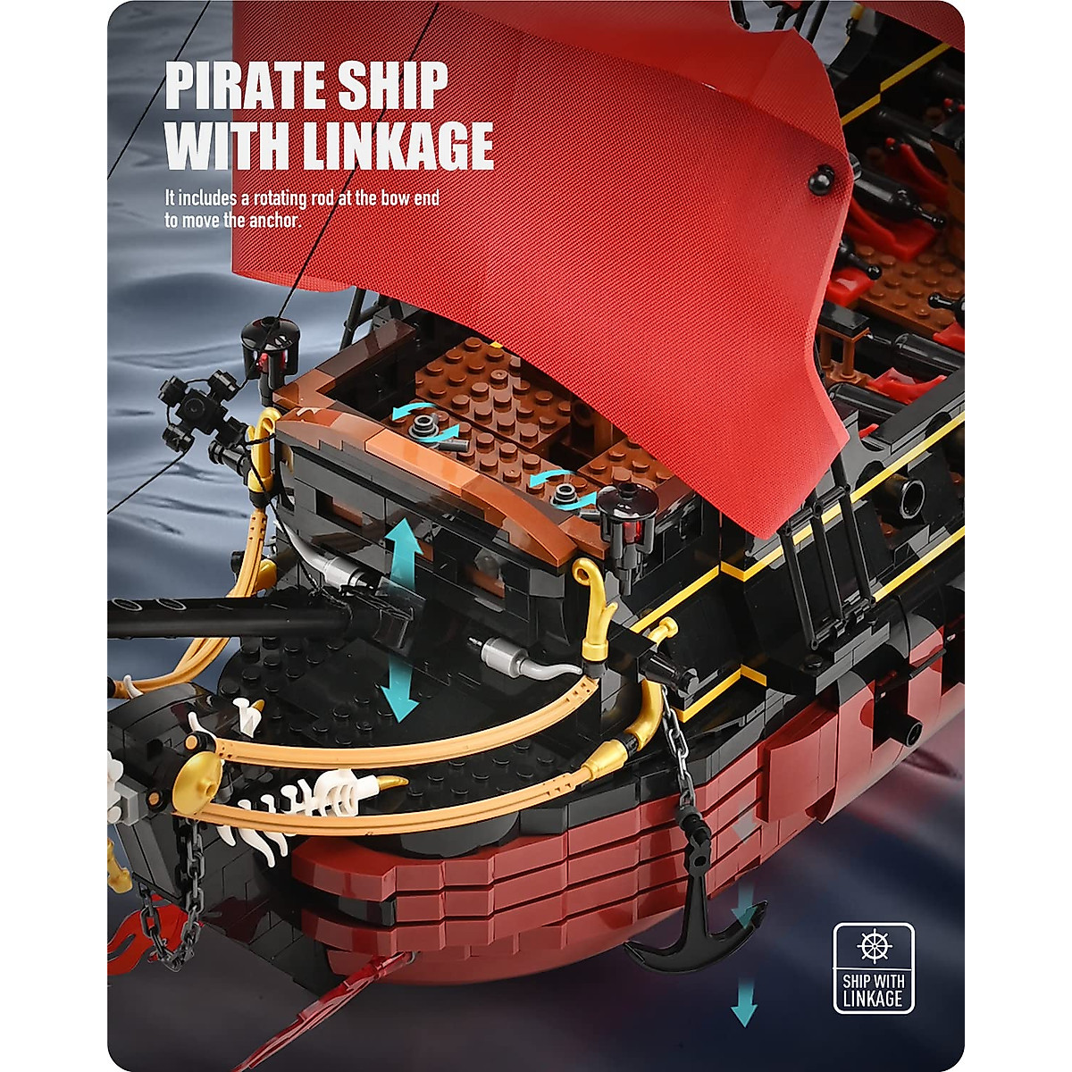 Nifeliz Queen Pirate Ship, Large Pirate Ship Building Block Kit, Creative Model Set and Assembly Toy for Adults (3,694 Pieces)