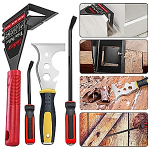 Trim Puller Tool for Baseboard, Trim Removal Tool Set, With Painter's Tool and Pry Bar Set, Tile Tools for Commercial Work, Baseboard, Molding, Siding and Flooring Removal
