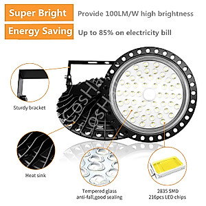 chunnuan 200W LED UFO High Bay Lights, 20000LM LED Warehouse Lights 6000K Cold White LED Shop Lighting Waterproof IP65 LED Highbay