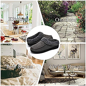 DL Warm House Slippers For Men Memory Foam, Winter Cozy Wool-Like Mens Slippers Indoor Outdoor, Slip-on Comfy Men's Bedroom Slippers Non-slip, Man Breathable Suede Moccasin Slippers Size