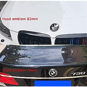 Jianeryz 7Pcs/Set Carbon Fiber Black and White for 4pcs 68mm Wheel Center Caps ,82mm Hood and 74mm Trunk Emblems, 45mm Steering Wheel Emblem