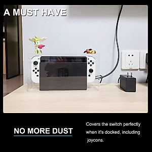 MANWU Clear Protective Case Dust Display Box Cover for New Nintendo Switch Model (only Cover),Acrylic Clear casing Compatible with Switch OLED
