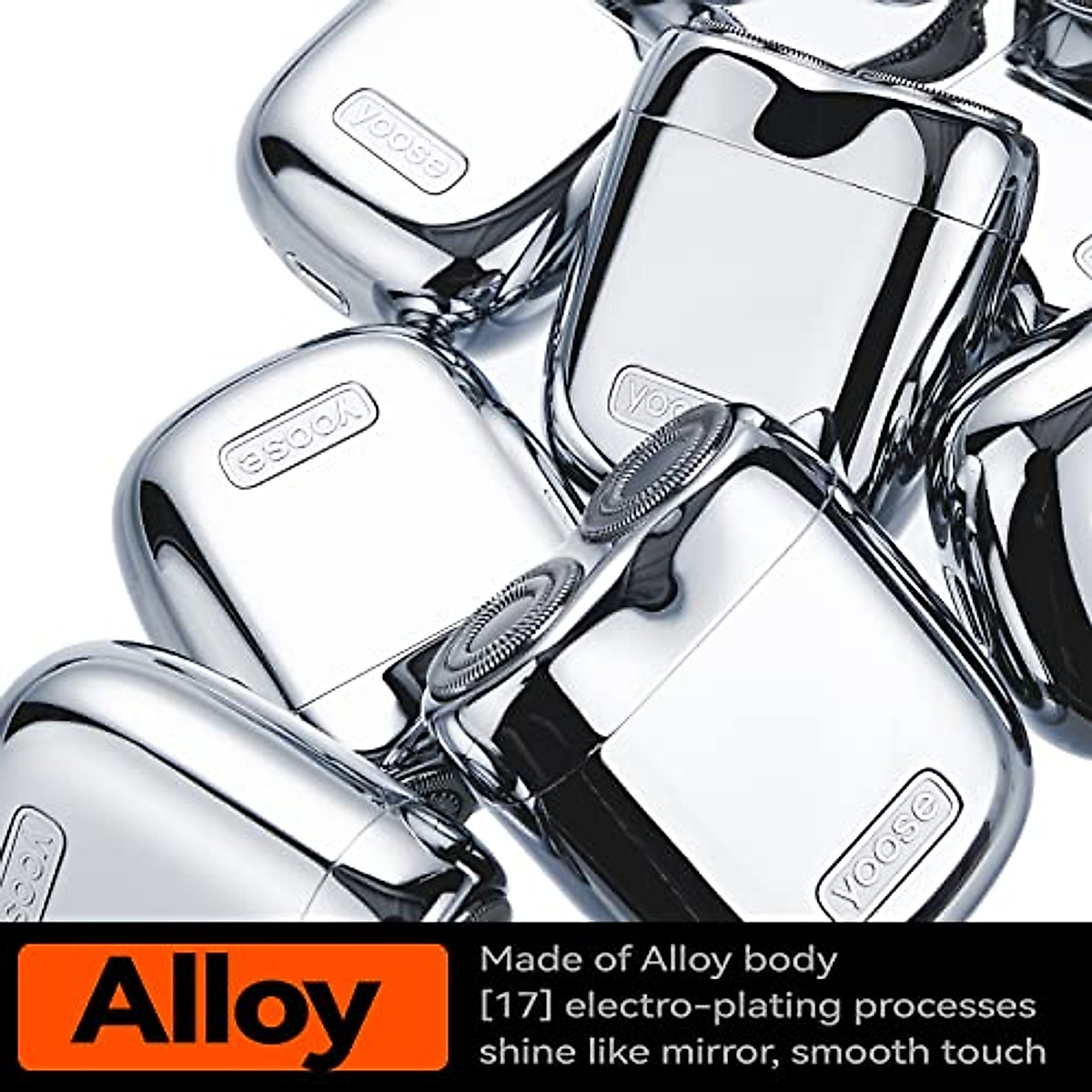 yoose Mini Shaver, Portable Alloy Electric Shavers for Men, Cordless Rechargeable Travel Shaver, Dry Shave, IPX7 Waterproof, Battery Indicator, Travel Lock, Electric Razor with Leather Case, Blue