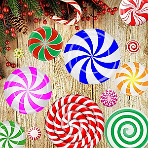 Funnlot 57PCS Peppermint Floor Decals Christmas Wall Stickers Christmas Decals for Wall Christmas Stickers for Wall Candy Wall Stickers Christmas for Candyland Decoration