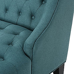 Christopher Knight Home Leora Traditional Tufted Velvet Wingback Loveseat, Dark Teal / Dark Brown