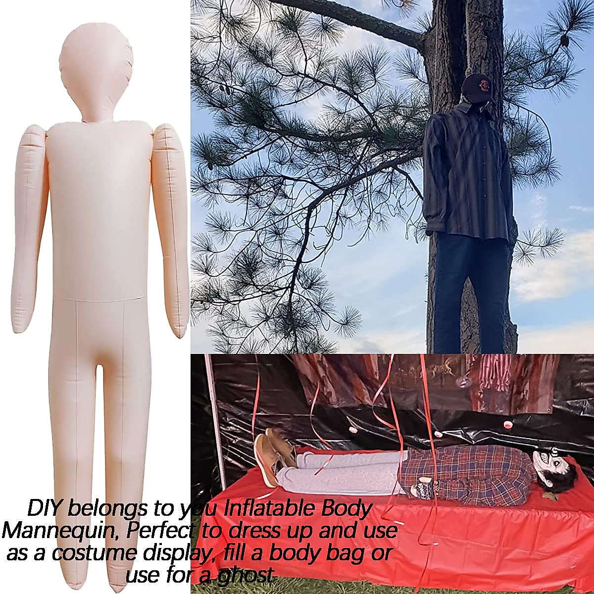 60" Full Size Inflatable Body Mannequin DIY Halloween Decorations Cosplay Props inflatable dummy Perfect to Dress up &Costume Display for Yard Patio House Decor(Appearance Patent Product)