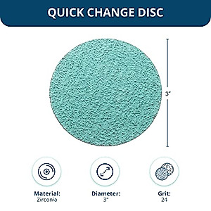 Benchmark Abrasives 3" Quick Change Green Zirconia Sanding Discs with Male R-Type Backing for Surface Finish Grind Polish Burr Rust Paint Removal Use with Die Grinder (25 Pack) - 24 Grit