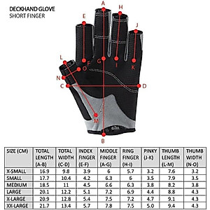 Gill Deckhand Sailing Gloves Short Finger with 3/4 Length Fingers - 50+ UV Sun Protection & Water Repellent - Black M