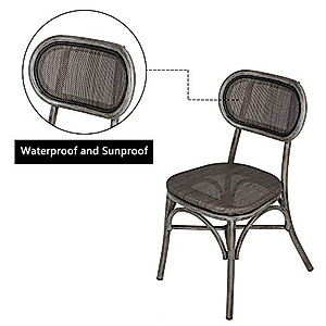 LUCKYERMORE Rattan Dining Chairs Set of 2 Armless with Backrest Classic Kitchen Chairs Dining Bistro Cafe Aluminum Chairs Black