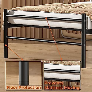 SOROGRA Twin Bed Frame with Headboard and Footboard, Bed Frame Platform with Storage Space, Heavy Duty Metal Bed No Box Spring Required, 11'' Under-Bed Storage, Anti-Slip, Noise Free, Black