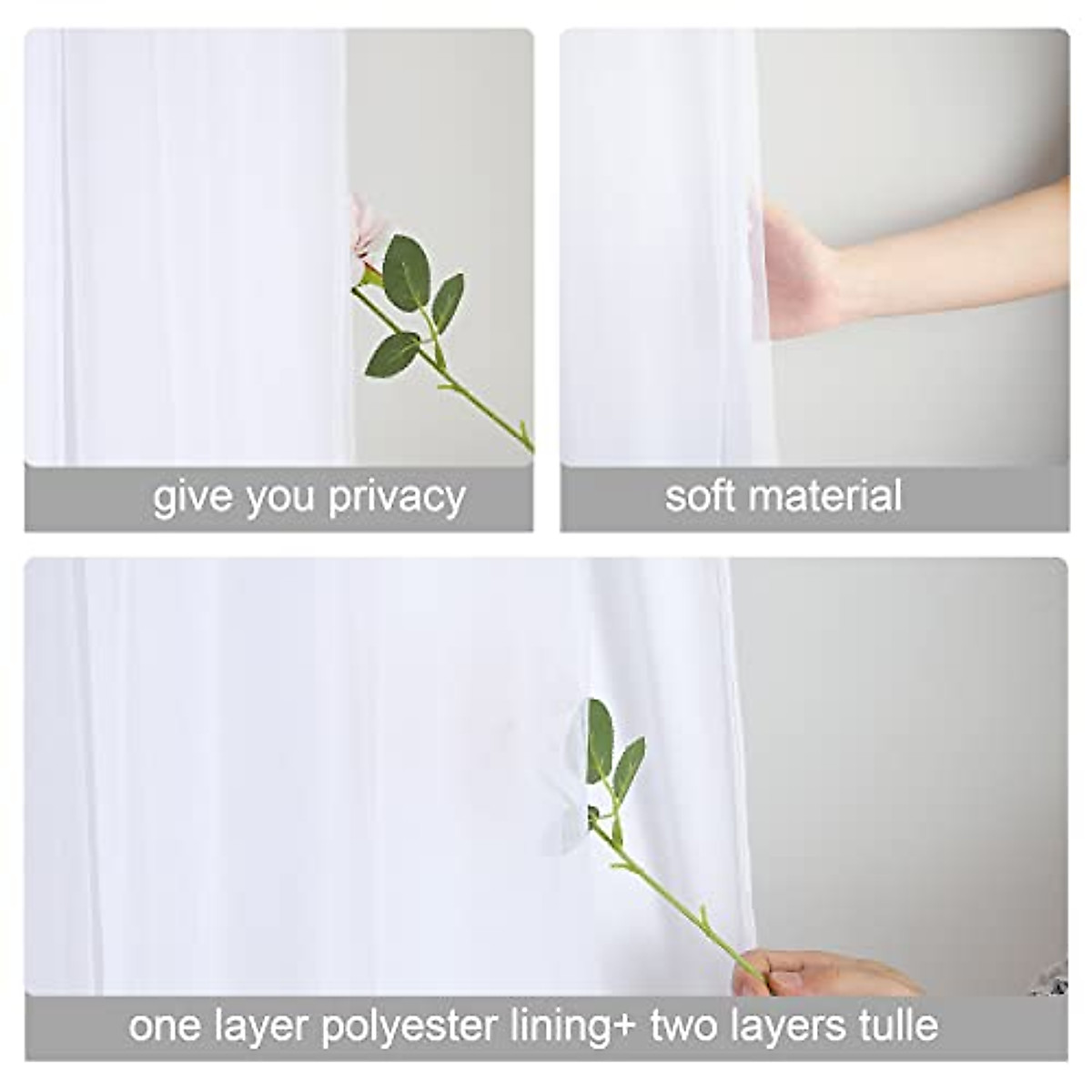 White Tulle Backdrop Curtain for Parties Wedding Baby Shower 3 Layers Sheer White Photo Curtains Backdrop Fabric Drapes Panels Decoration for Photography Bridal Shower 5ft x 7ft