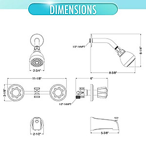 Aqua Vista 10SHO1H-CH-AV Acrylic Knobs Tub and Shower Faucet Trim Kit, Polished Chrome Two Handle