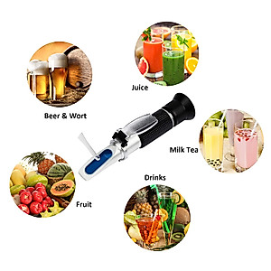 Refractometer for Beer Wine Brewing Brix Beer Refractometer Dual Scale 1.000-1.130 and Brix 0-32% for Measuring Sugar Content in Fruit Beverage