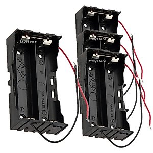 18650 Battery Case Holder, 4 Pcs 2 Slots x 3.7V DIY Battery Storage Box, in Parallel Black Plastic Batteries Case for 2 x 18650 Ltvystore