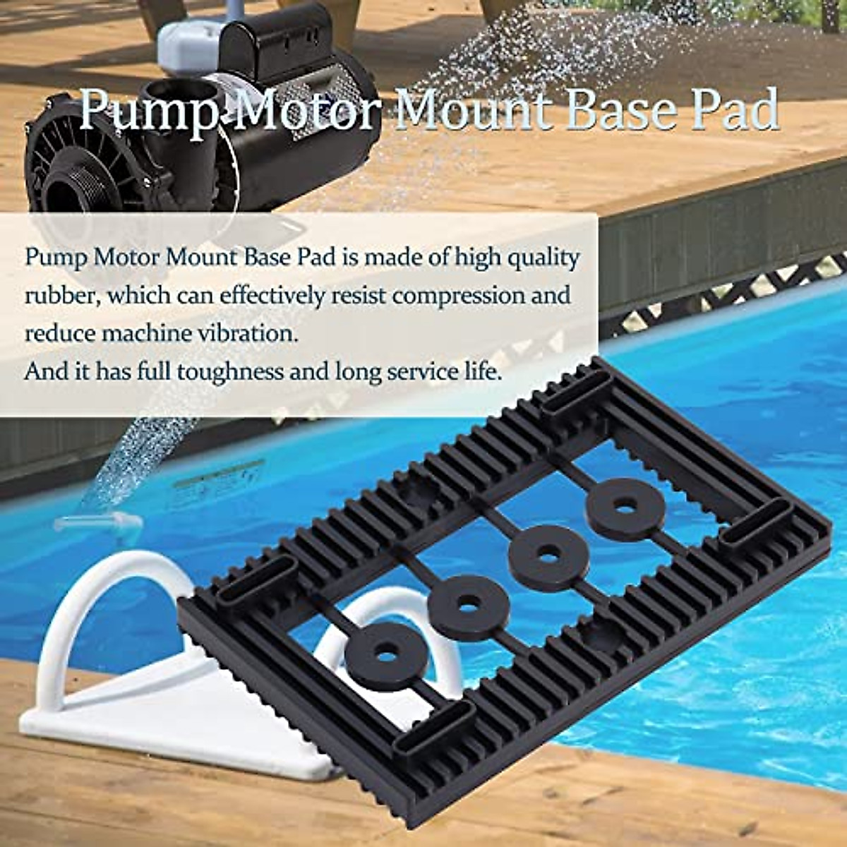 Swess Pool Pump Pad Anti-Vibration Hot Tub Pump Motor Mount Base Pad for Quiet Effectively Reduce Noise 95% Rubber
